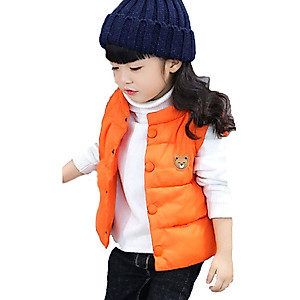 LANDUNSI Baby Boys Girls Puffer Vest Winter Warm Lightweight Toddler Vest Outerwear High Neck Cute Sleeveless Jacket Orange