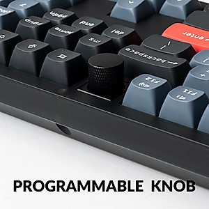 Keychron V6 Wired Custom Mechanical Keyboard Knob Version, Full-Size QMK/VIA Programmable with Hot-swappable Keychron K Pro Brown Switch Compatible with Mac Windows Linux (Frosted Black-Translucent)