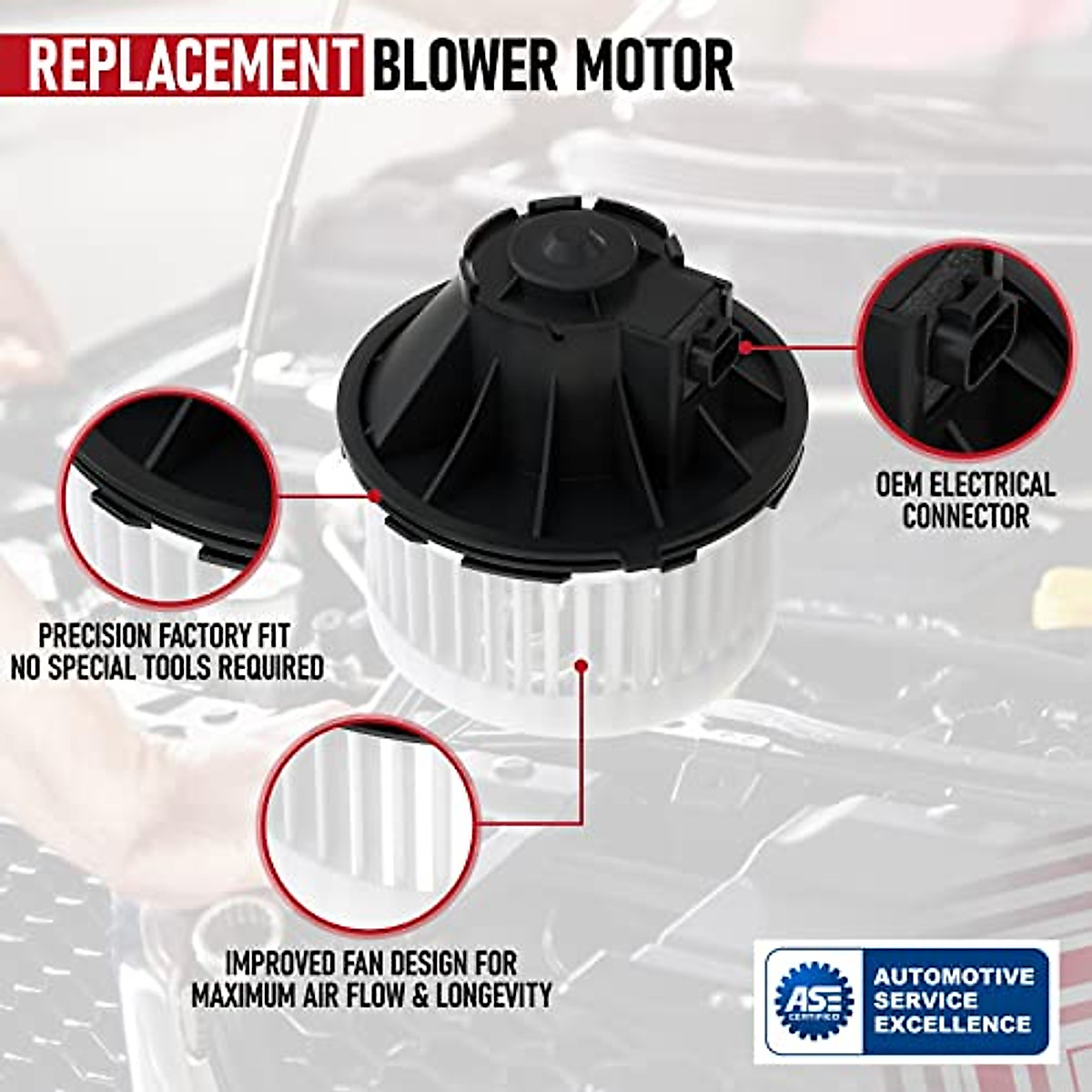 AC Heater Blower Motor HVAC - Compatible with Chevy, GMC, Cadillac Vehicles - Avalanche, Silverado 1500, Tahoe, Suburban, Sierra 2500, Yukon XL, Escalade - Replaces 35143, 1581647, 15-81647, 89019321