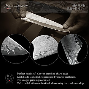 Tenkumun Japanese Gyutou Pro. Handcrafted 8 inch Chef Knife Handmade Forged Knife Japan VG-10 MAX Damascus Steel -Kokoro ser. with Wood Handle