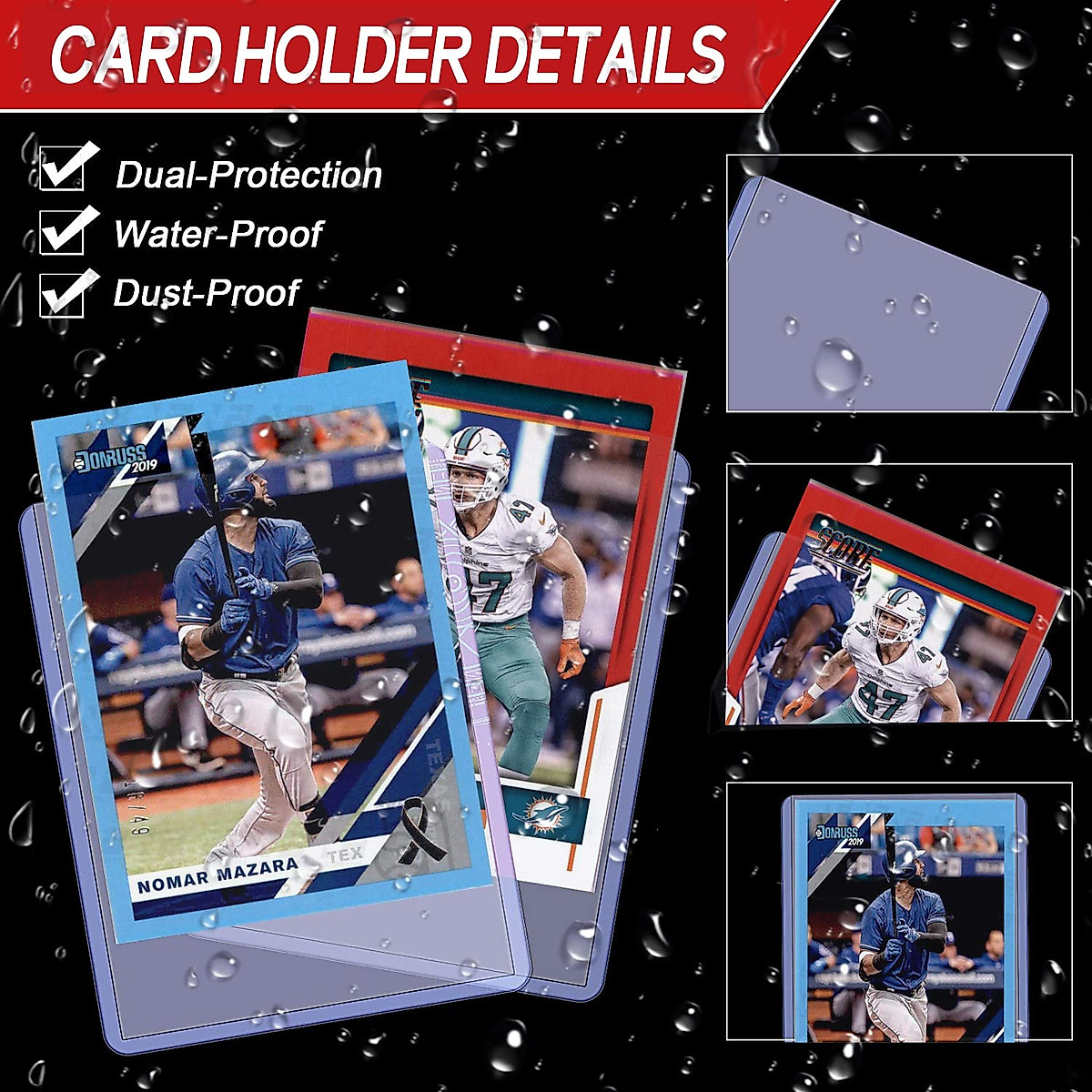 80 Count Baseball Card Protector Sleeves 3 x 4 Sports Card Holder Plastic Baseball Card Protectors Top loaders Card Sleeves for Trading Cards,Stardard Cards,MTG Cards,Yugioh Cards