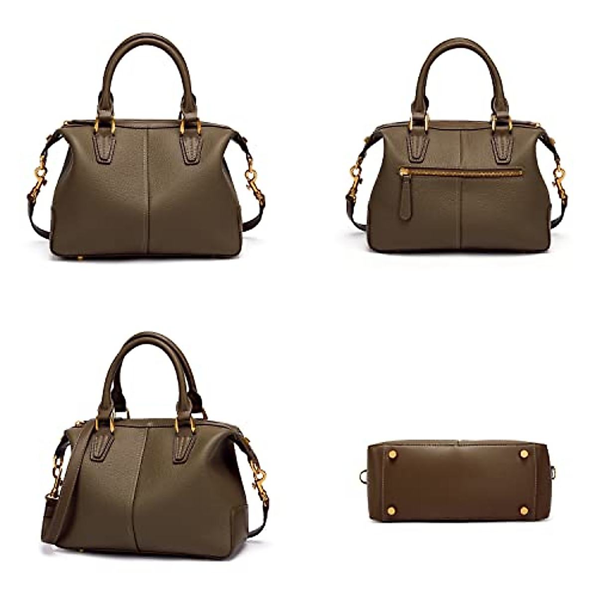 Leather Top Handle Tote Handbags For Women Medium Satchel Purse With Shoulder Straps (2-Brown)