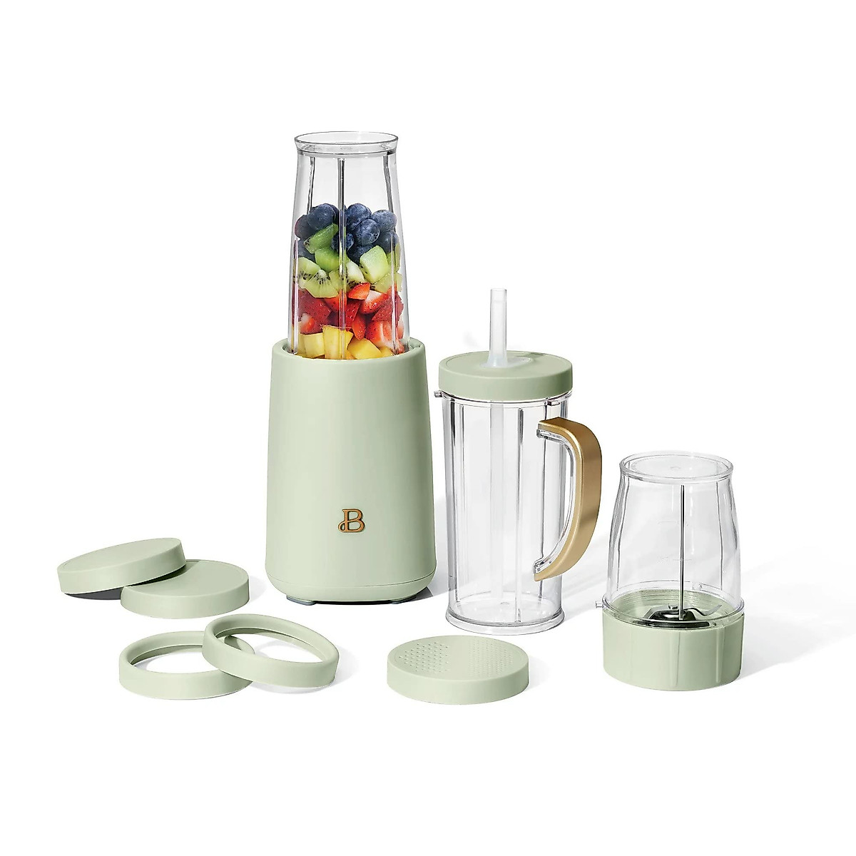 Beautiful Personal Blender, 12 Piece Set by Drew Barrymore (Sage Green)