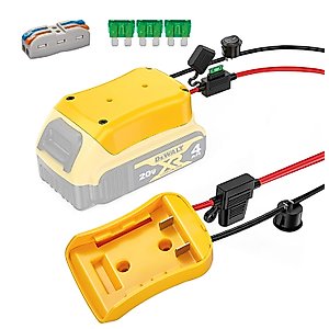 Power Wheel Adapter for Dewalt 20V Battery Series with Fuse, Switch & Wire Terminal, 3Pcs 30A Fuse, 12 AWG Wire Battery Converter Connector DIY for RC Toys, Robotics, Truck and Work Lights (1)