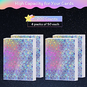 200 PCS Star Laser Flashing Trading Card Sleeves, Holographic Photocard Sleeves Kpop Card Protector for Cards Sports Cards