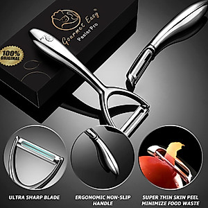 Premium Vegetable Peeler Stainless Steel - Ultra Sharp Blade - Potato Peeler - Vegetable Peelers for Kitchen- Ergonomic Non-Slip Handle Fruit Peeler- Cucumber & Carrot Peeler- 5 Years of Warranty