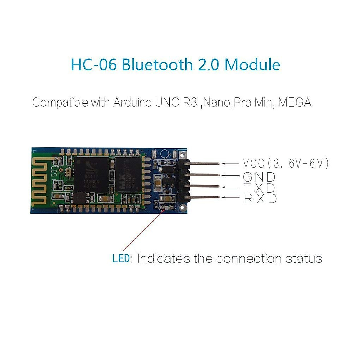 HiLetgo 2pcs HC-06 RS232 4 Pin Wireless Bluetooth Serial RF Transceiver Module Bi-Directional Serial Channel Slave Mode for Arduino