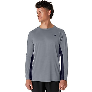 ASICS Men's Train SANA Long Sleeve Apparel, XL, Sheet Rock/Peacoat