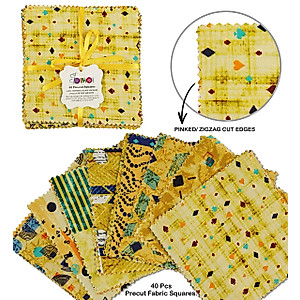 Soimoi Geometric with Texture Print Precut 10-inch Cotton Fabric Quilting Squares Charm Pack DIY Patchwork Sewing Craft