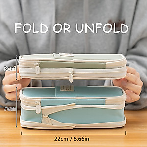 JECCYE Big Capacity Pencil Case, Large Pencil Pouch Pen Box Bag - Back to School Supplies for Teen Girls Boys, Aesthetic Cute Pencil Cases Holder Organizer Student Kids Gifts (Blue)