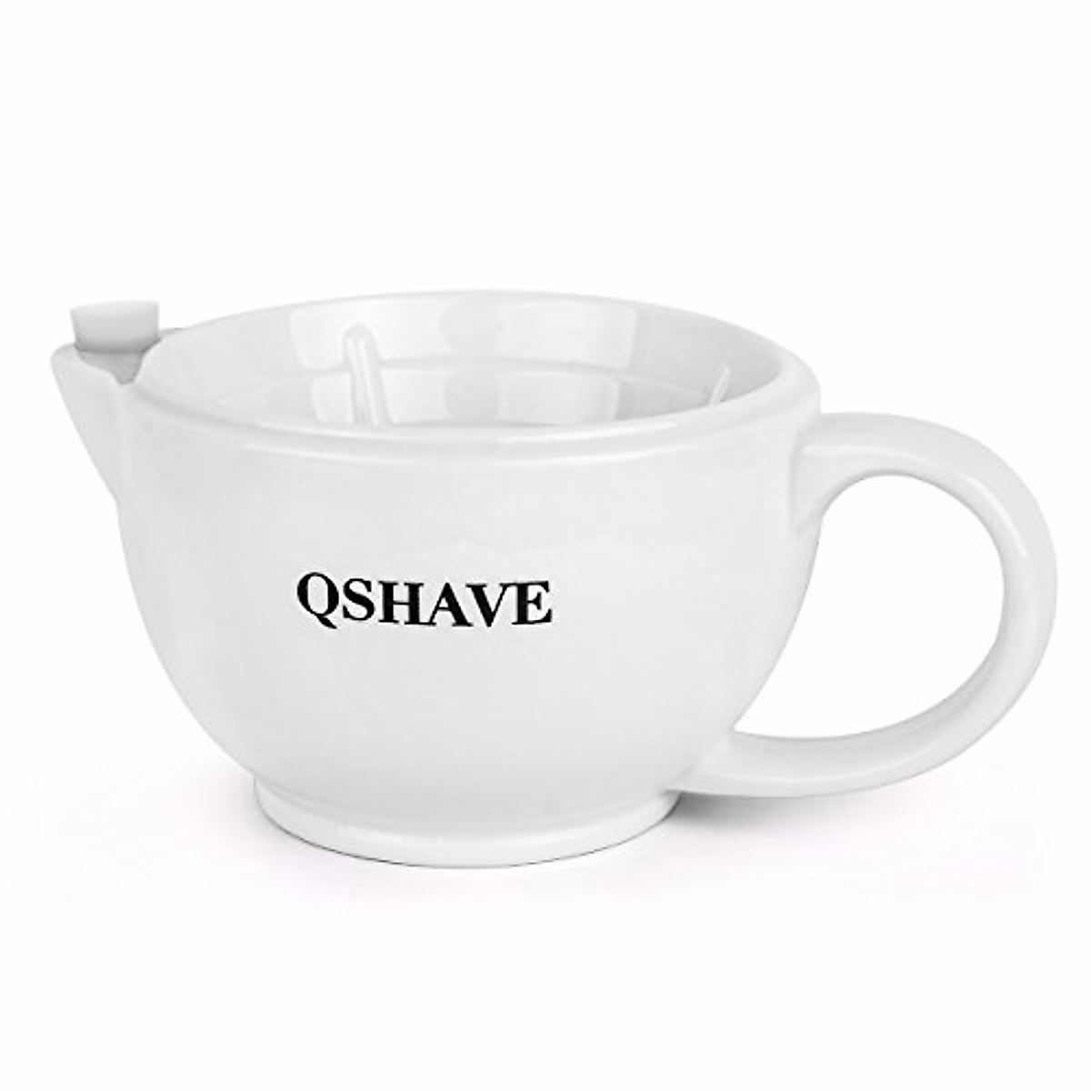 QSHAVE Shaving Scuttle Mug - Keep Lather Always Warm - White Large Deep Size Bowl Handmade Pottery Cup (White)
