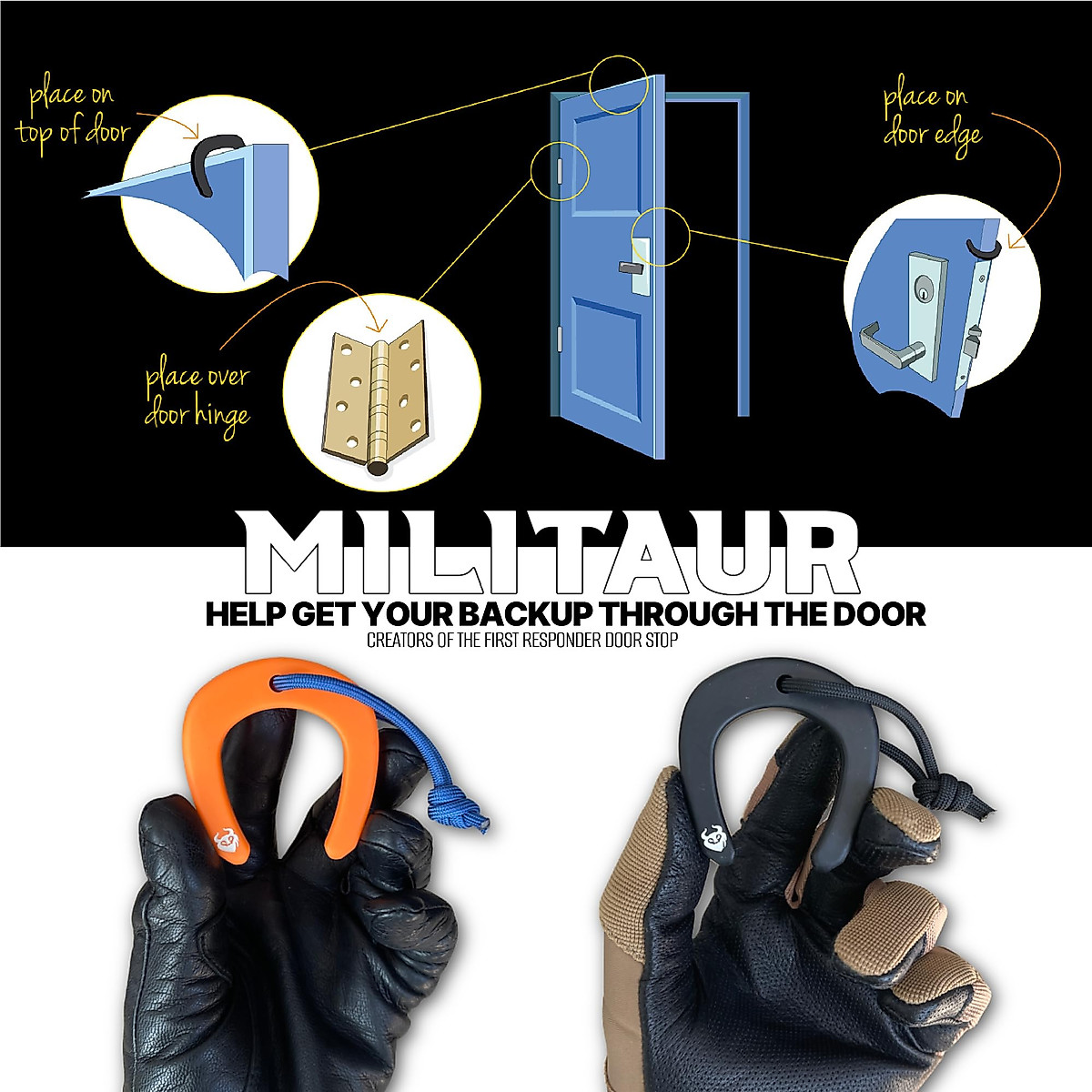 Militaur First Responder Door Stop. Stops Doors from Closing. Orange is Glow in The Dark. Police & EMS Door Jam. Firefighter Tools Door Wedge. Door Pinch Guard. Molle & PALS Compatible. (Pack of 2)
