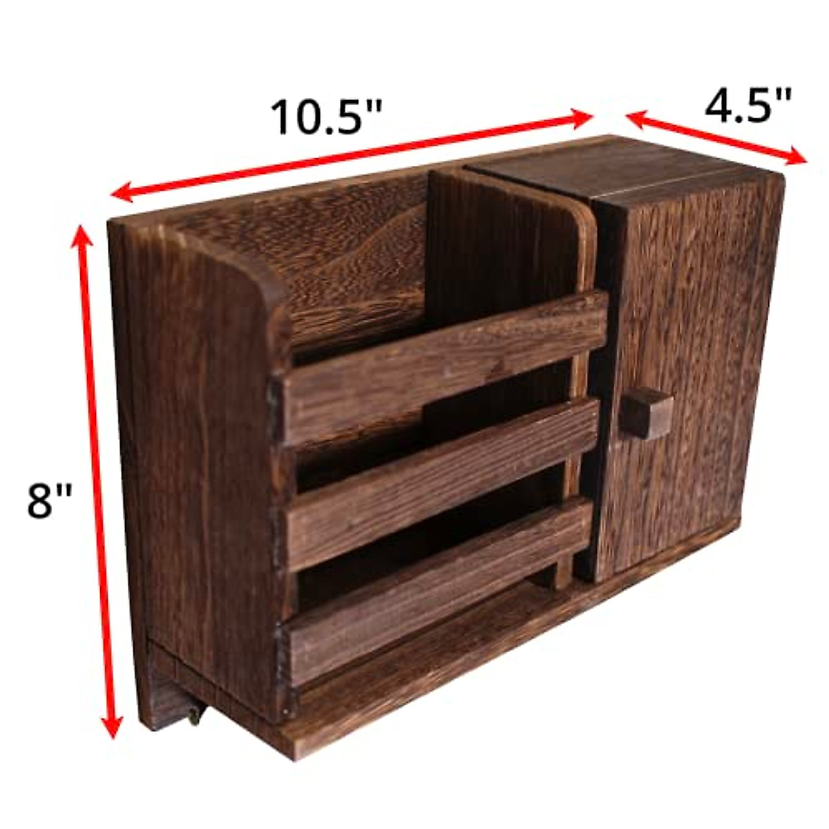 2-in-1 Anti-Theft Wall Mounted Key Holder and Mail Holder with Built-In RFID Box For Car Keys, Protect Your Vehicle From Keyless Theft, 3 Double Hooks, Rustic Decor for Entryway & Mudroom -- Brown