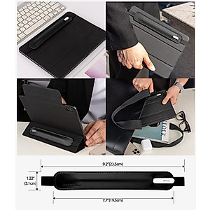 Goospery Pencil Holder Compatible with Apple Pencil (1st & 2nd Generation) Sling Sleeve PU Leather Pouch Case Pocket Accessories Elastic Band Fit iPad 8th 7th Mini 5th/Notebook/Tablets - Black