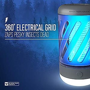 Skeeter Hawk Rechargeable Indoor Outdoor Bug Zapper Light, Fly Zapper, Mosquito Killer, Portable Bug Zapper for Flies, No See Ums, Gnats, 150 Lumens, Black