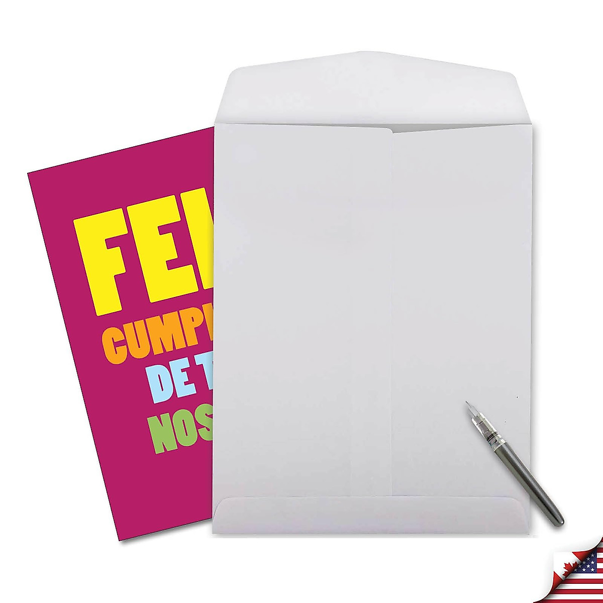 NobleWorks, Big Feliz Cumpleanos - Jumbo Spanish Birthday Card from All of Us (8.5 x 11 Inch) - Group Birthday Greeting J3243BDG-US-SL