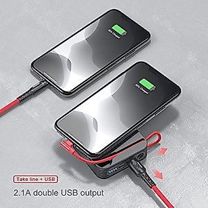 KONFULON Portable Charger 10000mAh Power Bank, iPhone Charger,Ultra Compact Backup Battery with Built in Cable Compatible with iPhone 11/XS/XR/X/8/8P/7/6/6S