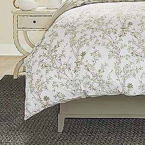 Laura Ashley Home - Queen Duvet Cover Set, Cotton Reversible Bedding with Matching Shams, Medium Weight Bedding for All Seasons (Lindy Green, Queen)