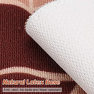 Outamateur Kitchen Rugs Set of 2, Kitchen Runner Rugs Soft Kitchen Mat Runner Carpet Set Bath Rug Doormat, Non-Slip Durable and Spill Resistant 16”x24”+16”x47” (Chef Hat Pattern Light Brown)