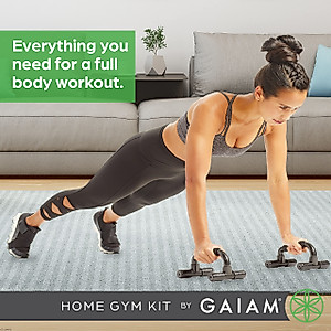 Gaiam Home Gym Kit Equipment Set for Men and Women - Includes Ab Wheel, Jump Rope, Push-Up Bars, Resistance Band with Handles, and Complimentary Exercise Guide - for Total Body Workout at Home
