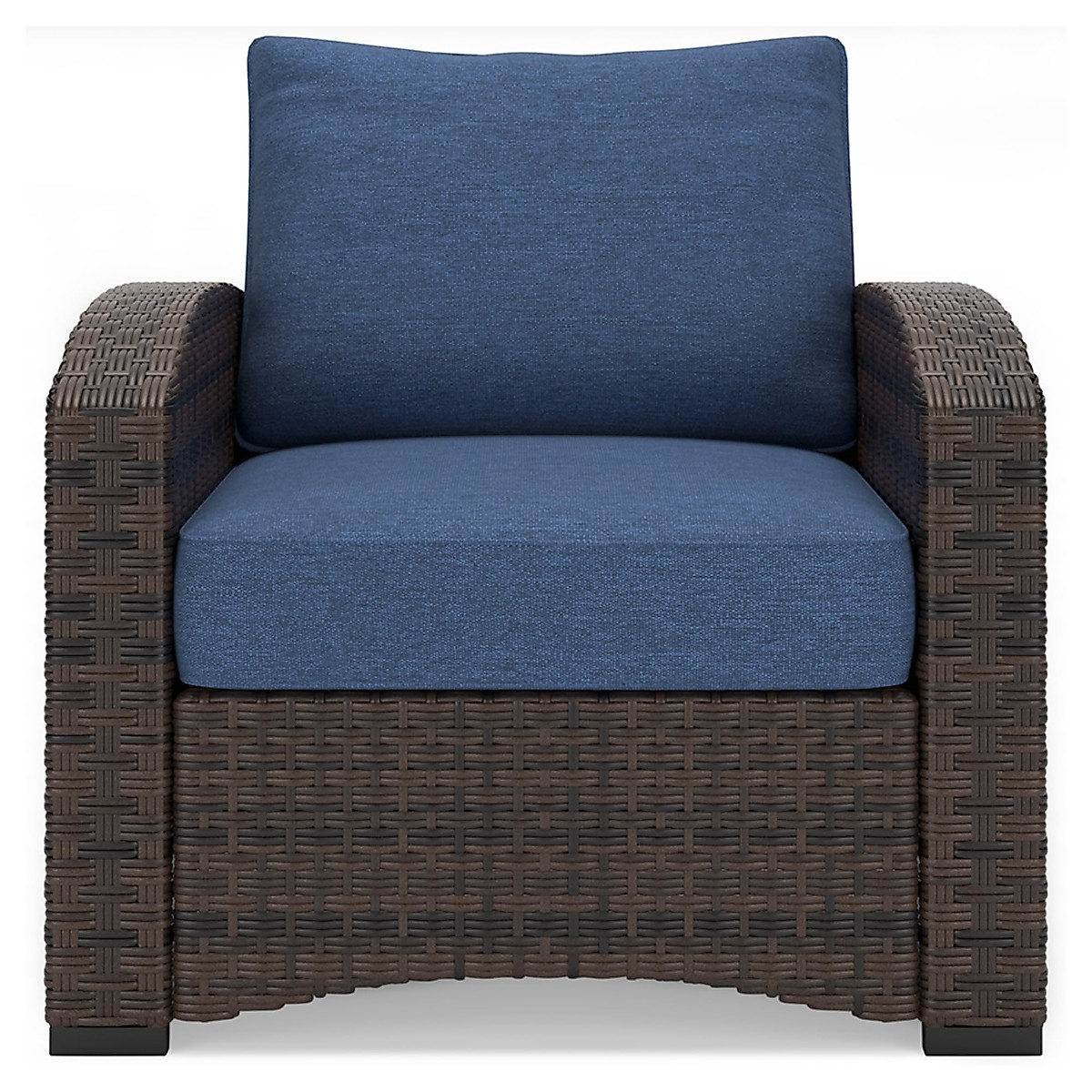 Signature Design by Ashley Windglow Outdoor Lounge Chair with Cushion, 34" W x 31" D x 37" H, Blue & Dark Brown