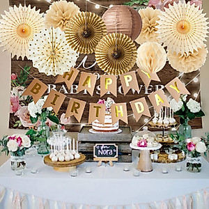 Brown Party Decorations Cream Tan Brown Rustic Natural Birthday Decorations Paper Fans Tissue Paper Pom Poms Rustic Wedding Baby Shower Birthday Party Decoration