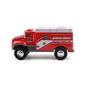 Mighty Fleet Rescue Force 12" Tough Cab Ambulance Toy w/Lights & Sounds, Realistic Design for Rugged Play, Ages 3+, Free Wheeling Play
