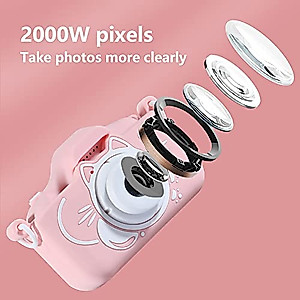 LebonYard Cute Cat Cartoon Children's Camera Front and Rear Double Lens 20 Million Selfie Camera