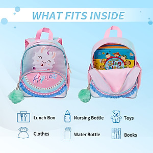 VICKNIY Girl Preschool Backpack for Age 2-5, Toddler Kids Pink Backpacks, Alpaca Sheep Backpack Small Kids Backpacks, Cute Kindergarten Backpack for Girl