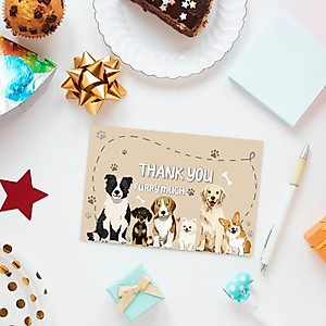 Whaline 48 Pack Cute Dog Thank You Cards Cartoon Greeting Cards with Envelopes & Stickers Blank Note Cards for Baby Shower Birthday Party Invitation Supplies