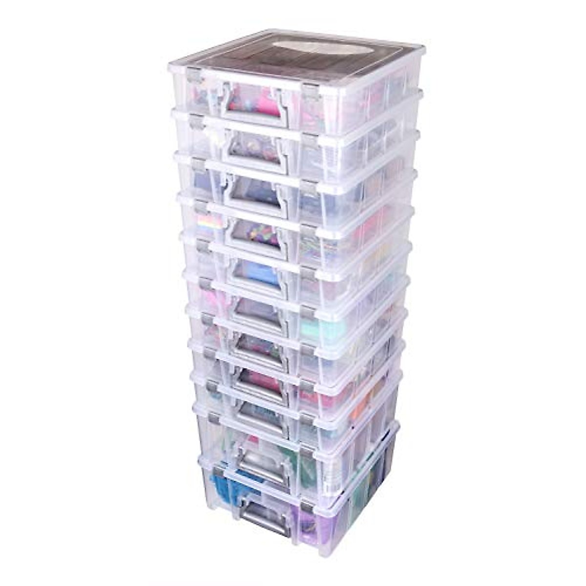 AB Designs 6990ABD Super Satchel Double Deep with Removable Dividers, Stackable Home Storage Organization Container, Clear with Sliver Latches and Handle