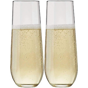 24 piece Stemless Unbreakable Crystal Clear Plastic Wine Glasses Set of 24 (9 Ounces)
