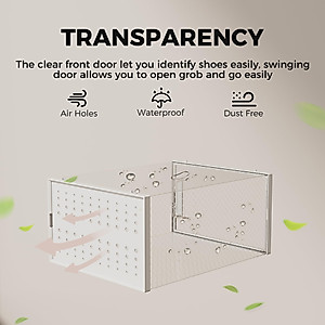 Pinkpum Shoe Organizer Storage Boxes for Closet, Clear Plastic Stackable Sneaker Storage Containers Bins with Lids, Clear Shoe Case Containers,White, 12 Pack