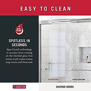 Delta Shower Doors SD3956994 Classic Semi-Frameless Contemporary Sliding Shower 60"x71", Nickel Track