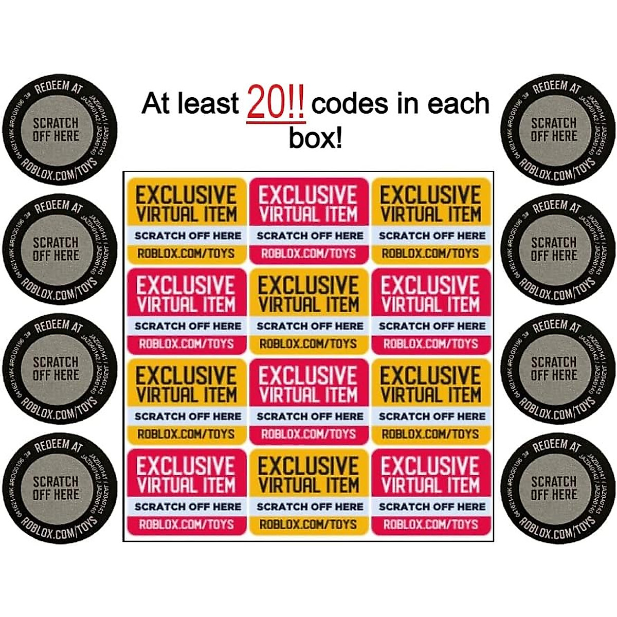 Roblox Virtual Codes - Magnificent Gift Box of Epic Codes - Lot of 20 Unscratched Redeemable Codes │Exclusive Authentic Codes for Gifting │ Potential Face Codes & Robux