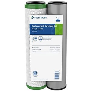 Pentair Pentek P-250 Water Filter Set, 10-Inch Replacement Cartridge Set for Use in the US-1500 Under Sink Drinking Water System, 10" x 2.5", 0.5 Micron, Compatible with many Culligan and GE systems