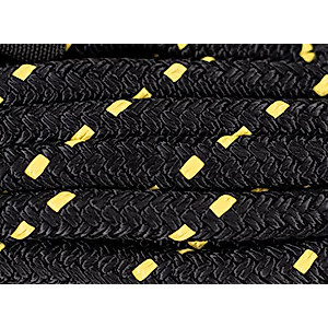 SGT KNOTS Vehicle Recovery Rope - Heavy Duty, Double Braided Nylon with Spliced Eye Loops for Emergency Towing Strap (1/2" x 20ft, Black w YellowFleck)