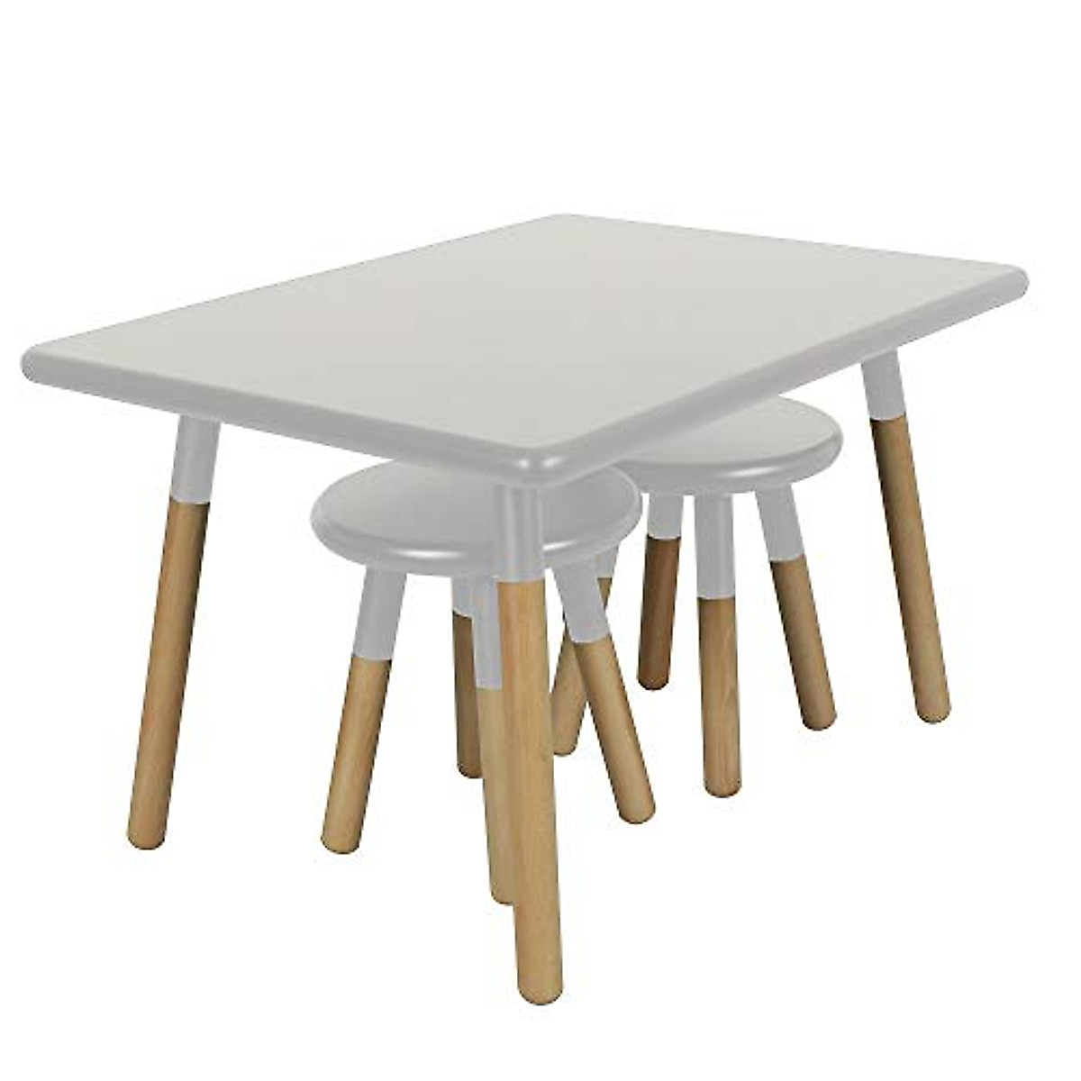 ACEssentials Kids Dipped Table and Stool Set, Gray