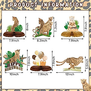 10 Pcs Leopard Birthday Decorations Leopard Table Centerpiece 3D Jungle Honeycomb Centerpieces Cheetah Birthday Decorations Cheetah Party Decorations for Jungle Happy Birthday Party Baby Shower
