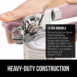The Original GORILLA GRIP Heavy Duty Stainless Steel Smooth Edge Manual Can Opener and Bottle Openers, Soft Handle, Rust Proof Oversized Handheld Easy Turn Knob, Multifunctional Kitchen Tool, Pink