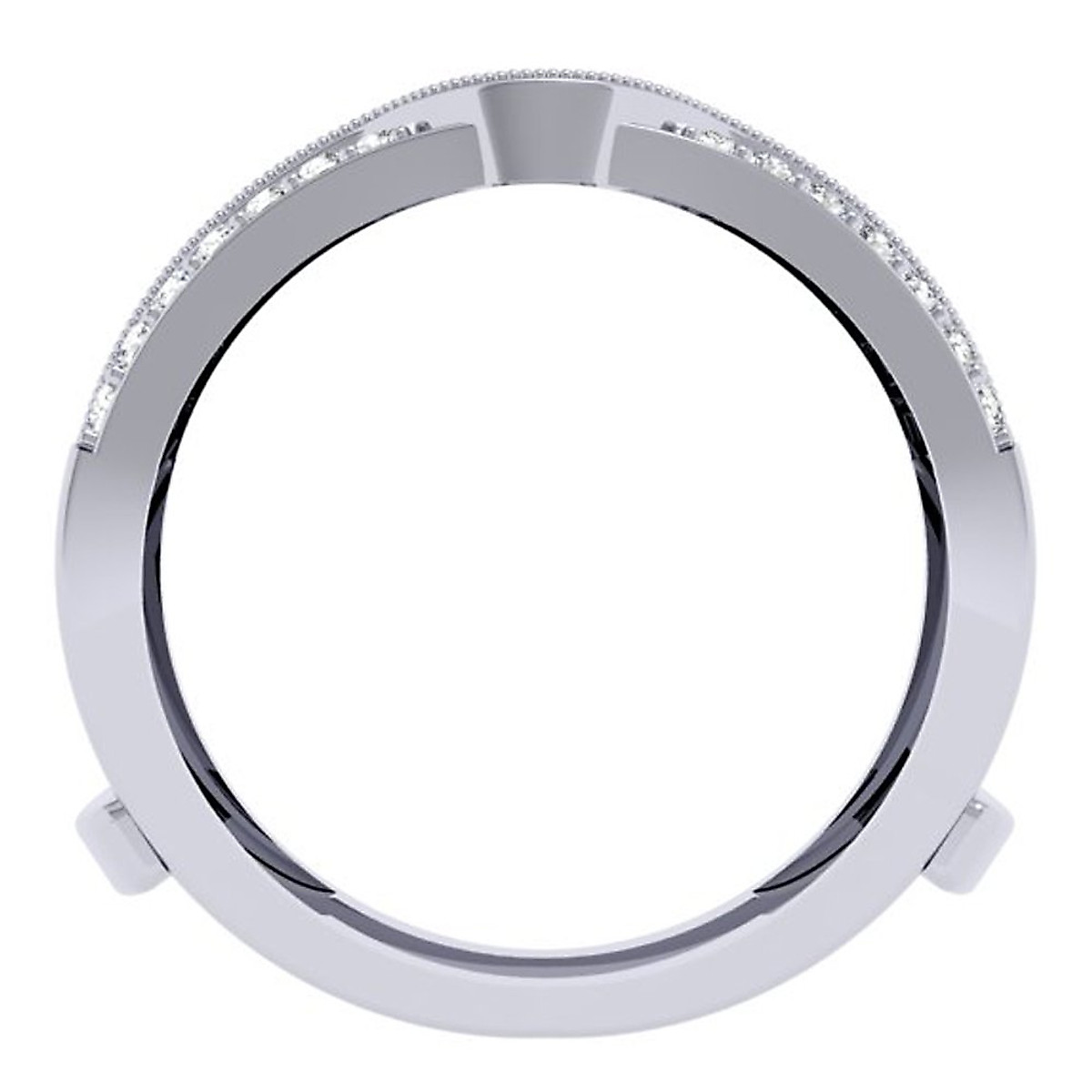 Dazzlingrock Collection 0.25 Carat (ctw) 14K Round Cut Diamond Wedding Enhancer Guard Double Ring 1/4 CT, White Gold, Size 5