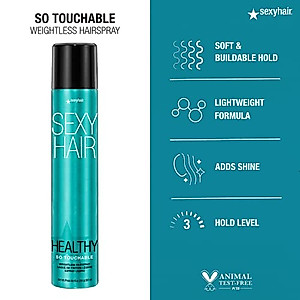 SexyHair Healthy So Touchable Weightless Hairspray, Twin Pack Light Hold and Shine All Hair Types