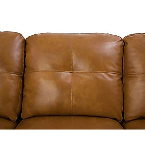 AYCP Contemporary Sectional Sofa w/Chaise and Storage Ottoman|3-Piece L-Shape Living Room Furniture|Faux Leather Upholstery|High-Density Memory Foam Cushions|(2) Toss Pillows (Ginger Left Facing)