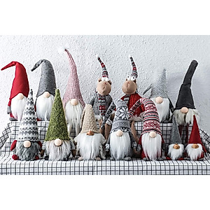 Funoasis Christmas Gnome Gifts Holiday Decoration Birthday Present Handmade Tomte Plush Doll, Home Ornaments Tabletop Santa Figurines 14 Inches (Green)