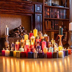 MOZEAL 3" x 4" Hand-Poured Unscented Pink Pillar Candles,Dripless Candles Set of 3,Smokeless,Clean Burning,Approx 60 Hours Burn Time,Wedding,Dinner,Christmas,Spring and Home Decor（3 Inch Width Series）