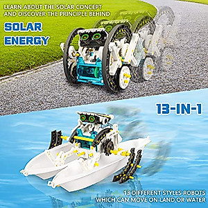 STEM 13-in-1 Solar Power Robots Creation Toy, Educational Experiment DIY Robotics Kit, Science Toy Solar Powered Building Robotics Set Age 8-12 for Boys Girls Kids Teens to Build