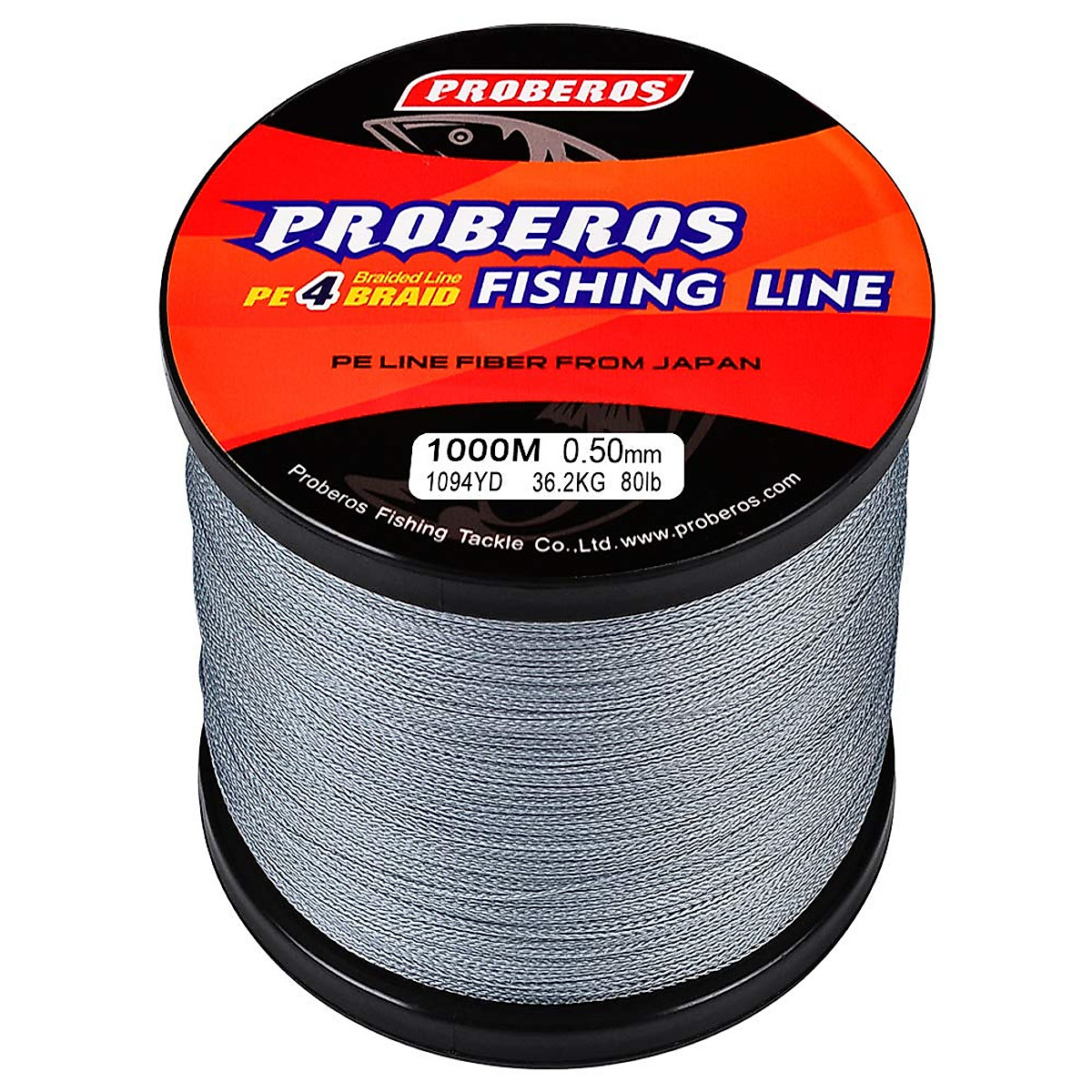 BAIKALBASS Braided Fishing Line 4 Strands Strong Multifilament PE Braid Wire for Saltwater 547Yard/500M 35LB Gray