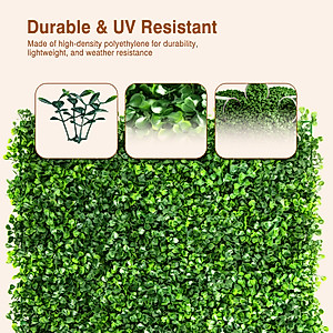 Aboofx 10x10in Artificial Grass Wall Panels, 12 Pack Boxwood Decor for Interior Walls, Garden Fences, Greenery Backdrop