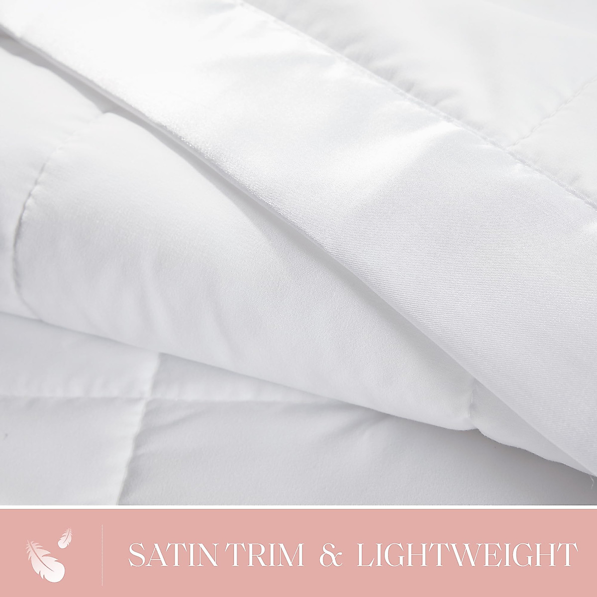 Madison Park Windom Down Alternative Blanket, Premium 3M Scotchgard Moisture Wicking Treatment, Lightweight and Soft Bed Cover For All Season, Satin Trim, White Full/Queen