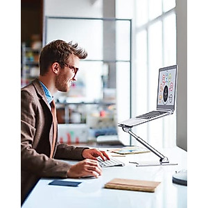 Biuupa Adjustable Laptop Stand for Desk- Sturdy Aluminum Foldable Computer Stand, Non-Slip Ergonomic Laptop Holder Lift for All Computers/ DJ/ Chromebook/ Notebook/ MacBook/ Air/ Pro, 10-16" Silver